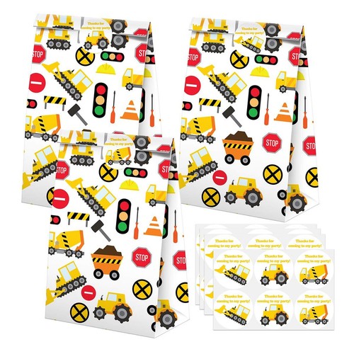 Construction Party Favors Candy Bags with Stickers - Construction ...