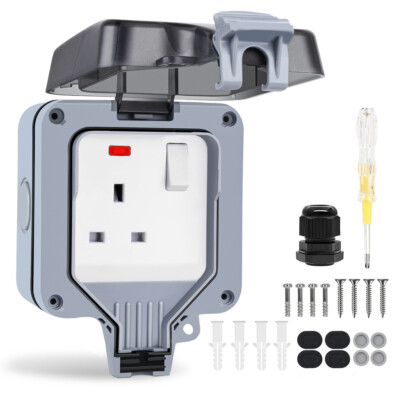 Waterproof Single Socket Switched 1 Gang Storm Outdoor Garden Use Lock ...