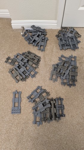 LEGO DUPLO Train Track Pieces Lot-Gray; 49 Straight Short, 1 End with ...