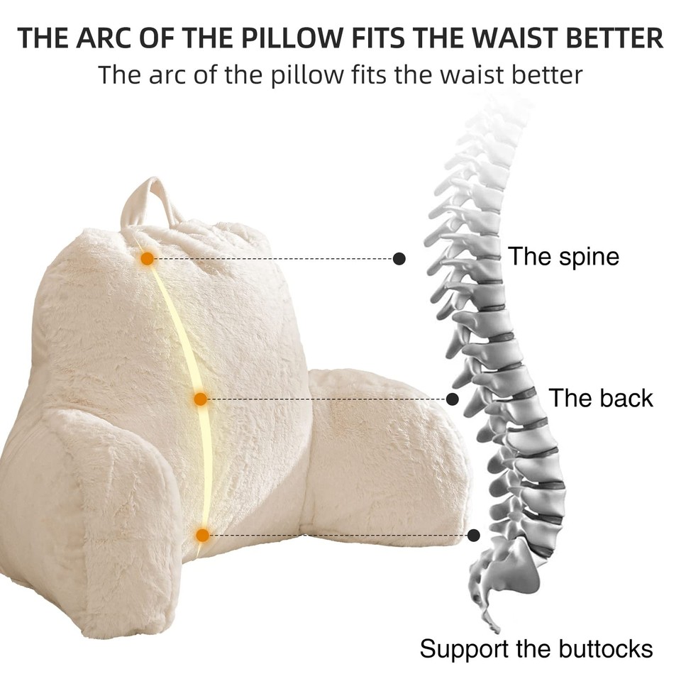 Reading Pillow Bed Rest Wedge Large Adult Backrest Pillow with Arms ...
