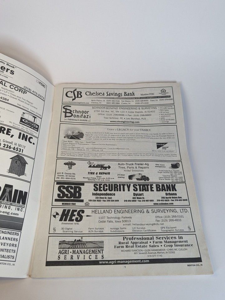 2012 Farm & Home Publishers Farm Plat Directory Book Benton County Iowa ...