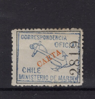 CHILE 1907 Ministerio de Marina "CARTA" overp control number 2819 MH | eBay