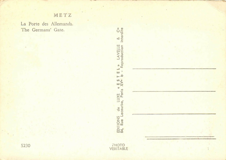 RPPC Postcard Antique Continental 4 x 6 Hand Colored German Gate Metz ...