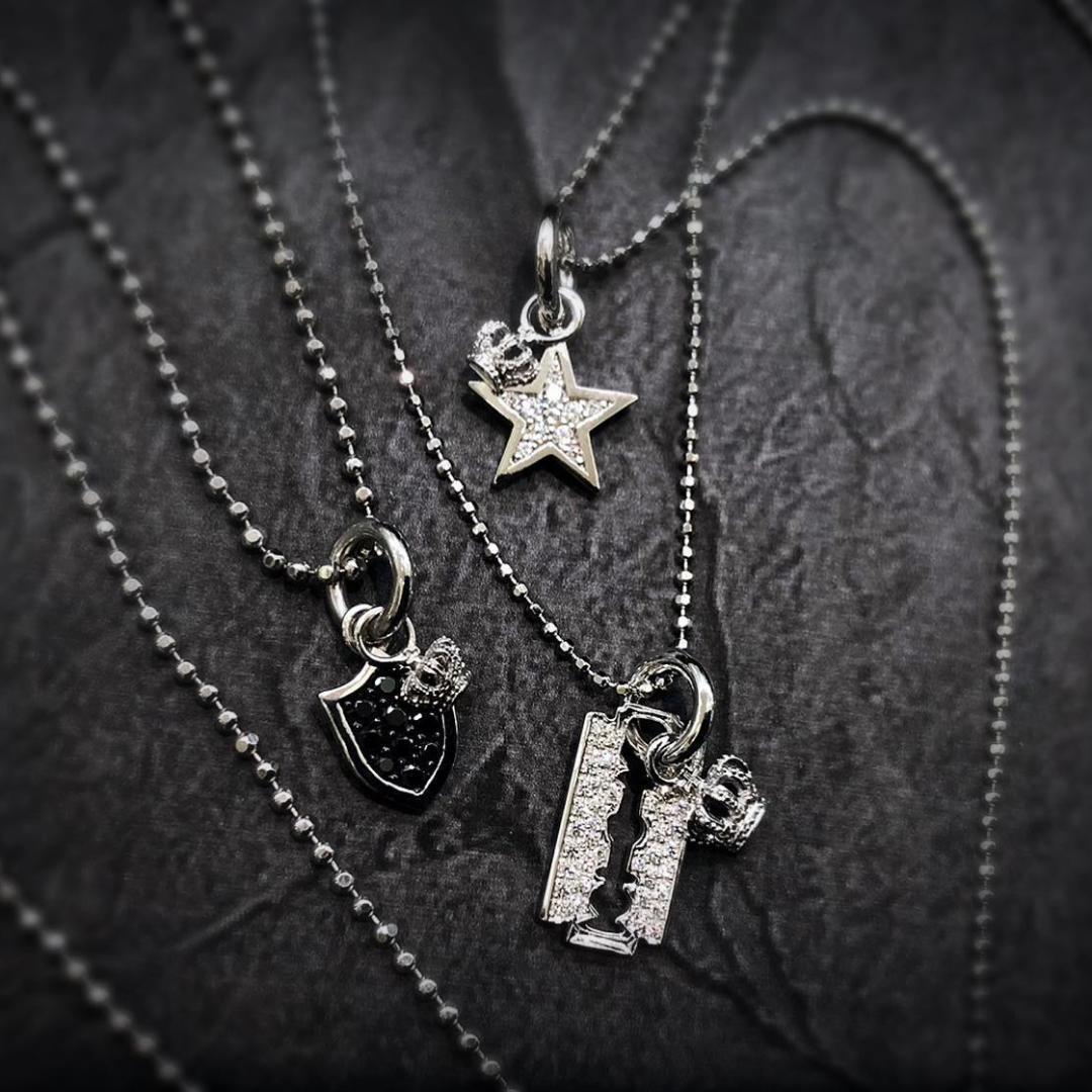 Justin Davis Shield Dog Tag Necklace SNJ163 Black Cz Stones Justin Davis Shield Dog Tag Necklace SNJ163 Black Cz Stones