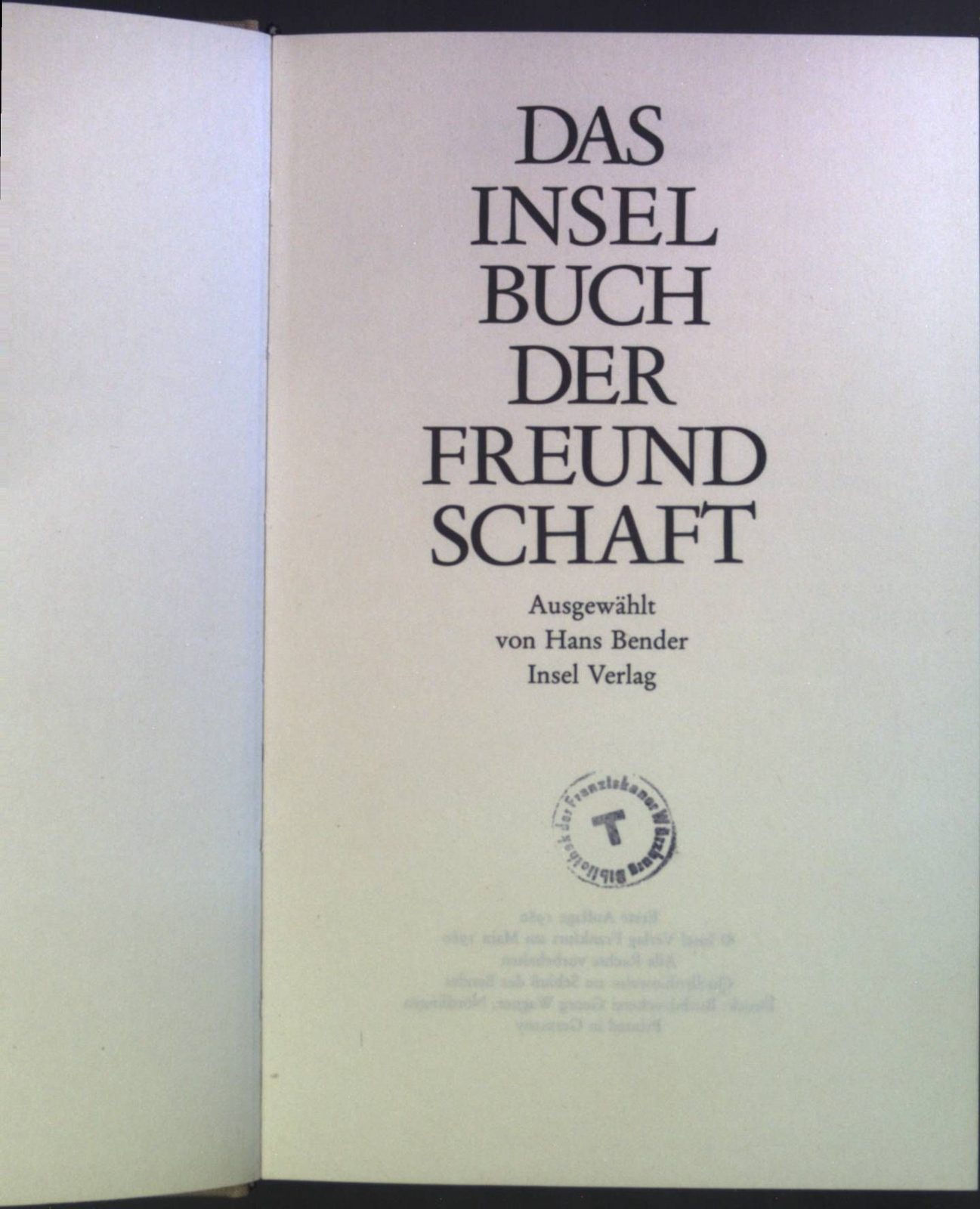 Das Insel-Buch der Freundschaft von Hans Bender (1980, Gebunden) online ...