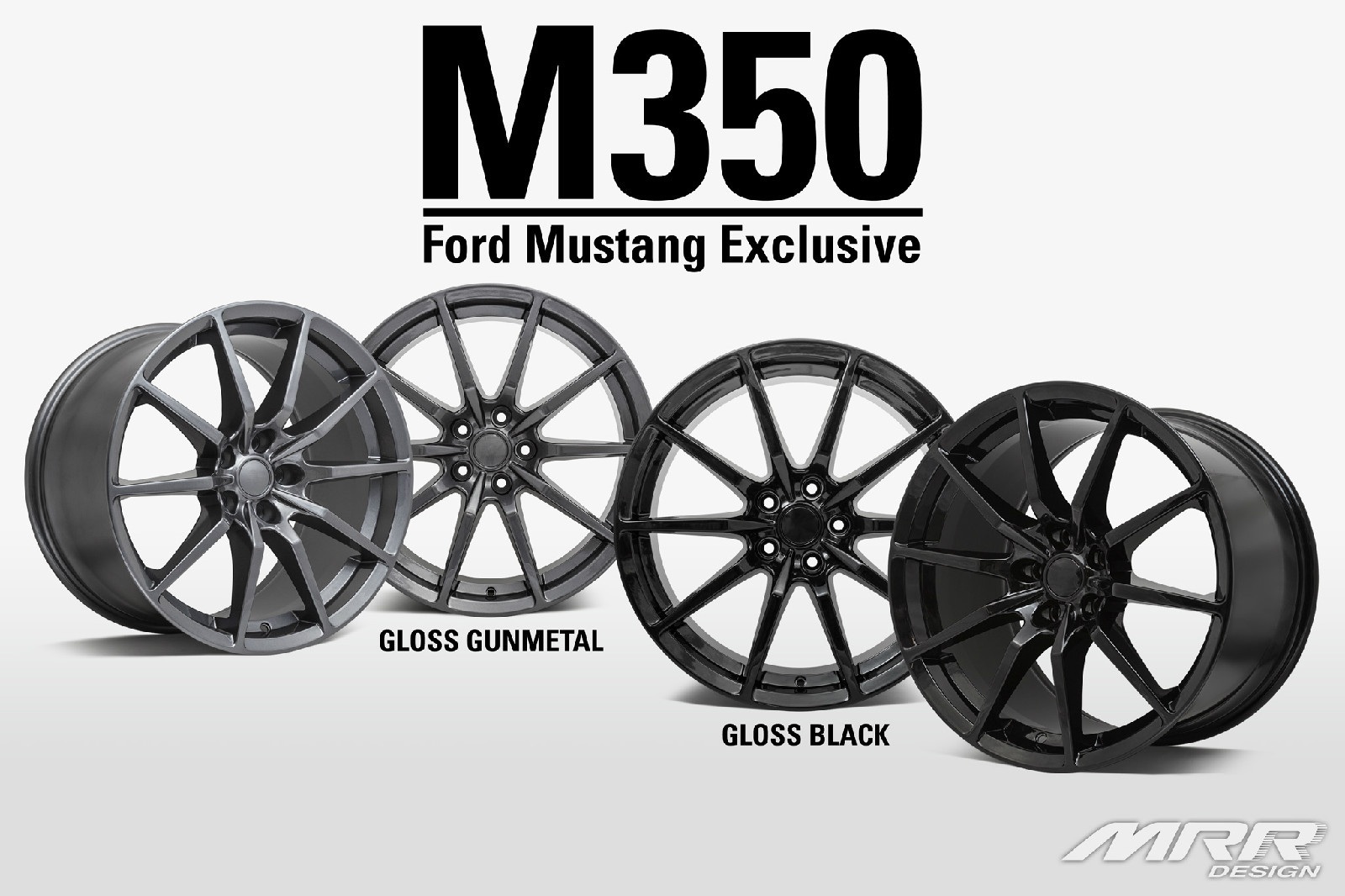 19 INCH BLACK MRR M350 WHEELS 19X10 / 19X11 FOR FORD MUSTANG S550 RIMS ...
