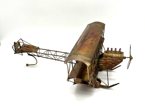 Vintage Bronze/Copper Prop Biplane Wind Up Music Box - Fly Me to the ...