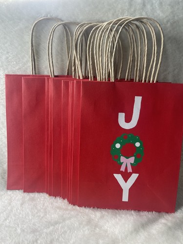 10 🆕 Hallmark Red Joy Christmas Holiday Gift Kraft Paper Bag 6x4x6 | eBay