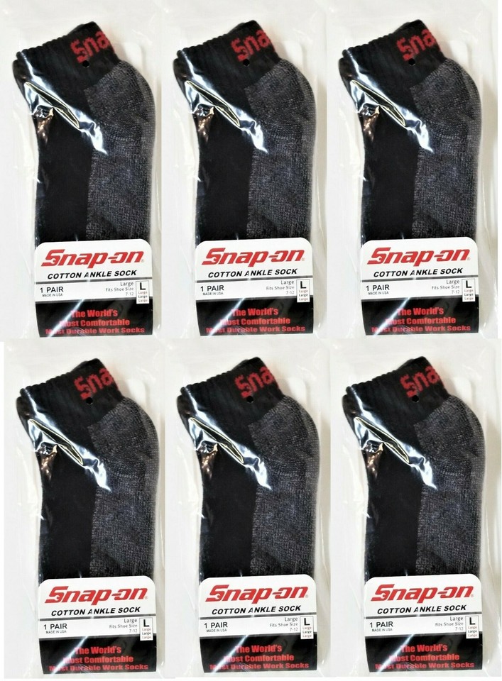 12 PAIRS Men's BLACK Snap-On Ankle Socks LARGE *FREE SHIPPING* MADE IN ...