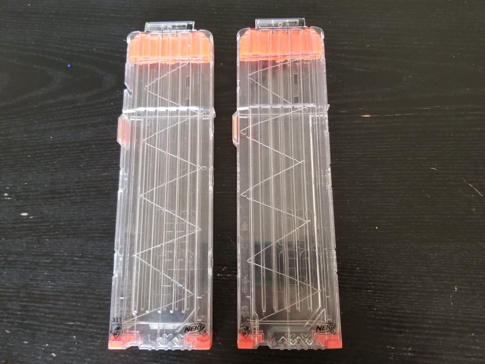 Lot 2 Nerf 18 Round Clear Magazines -USED, VGC- Elite N-Strike Clip ...