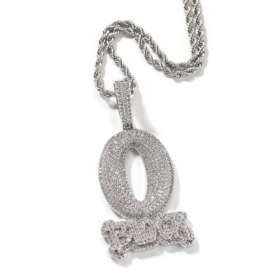 Hip Hop Pendant Chain Necklace O BLOCK Iced Out 5A+ CZ 18K Gold Silver ...