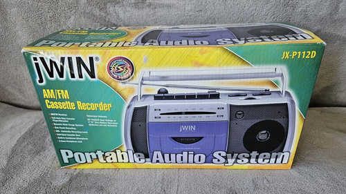 Rare JWIN AM/FM Stereo Cassette Player/Recorder Portable Boom Box JX ...