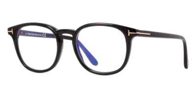Tom Ford TF5819-B 001 Black Plastic Round Optical Eyeglasses Frame 50 ...