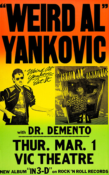 Weird Al Yankovic - Dr Demento - 1984 - Vic Theatre - Poster | eBay
