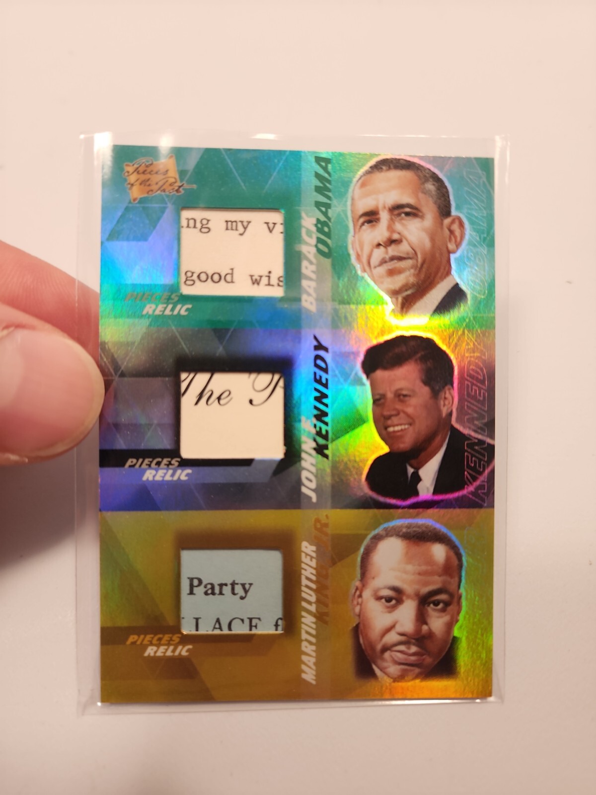 BARACK OBAMA JOHN F KENNEDY MLK KING JR Pieces of the Past TRIPLE Relic ...