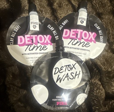 2 X VICTORIA’S SECRET Clay All Day Detox Time Mask + 1 X Detox Charcol ...