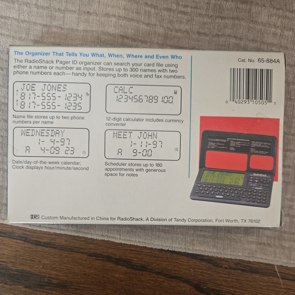 Vintage Radio Shack Pager ID Electronic Organizer Rolodex New in Box ...