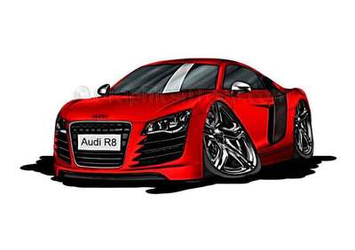 Audi R8 Red Caricature Car Cartoon A4 Print | eBay UK