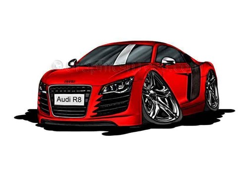 Audi R8 Red Caricature Car Cartoon A4 Print | eBay