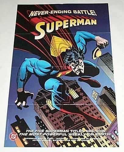 1995 Superman poster: 34x22 DC Action Adventure Comics Man of Steel ...