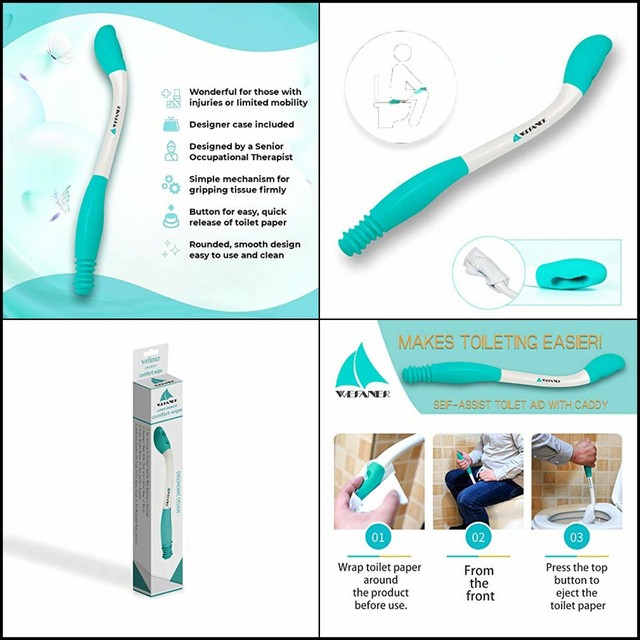 Toilet AIDS for Wiping Wipe Assist Tool Bathroom Assistance White for ...