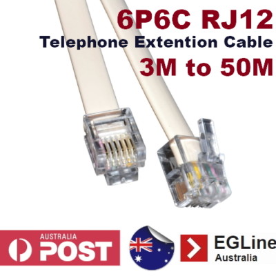 6P6C RJ12 Cable Telephone Extension Leads Cord Cable 3/5/10/15/20/30 ...