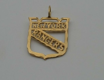 14K YELLOW GOLD NEW YORK RANGERS NHL LOGO SPORTS CHARM PENDANT (CH638 ...