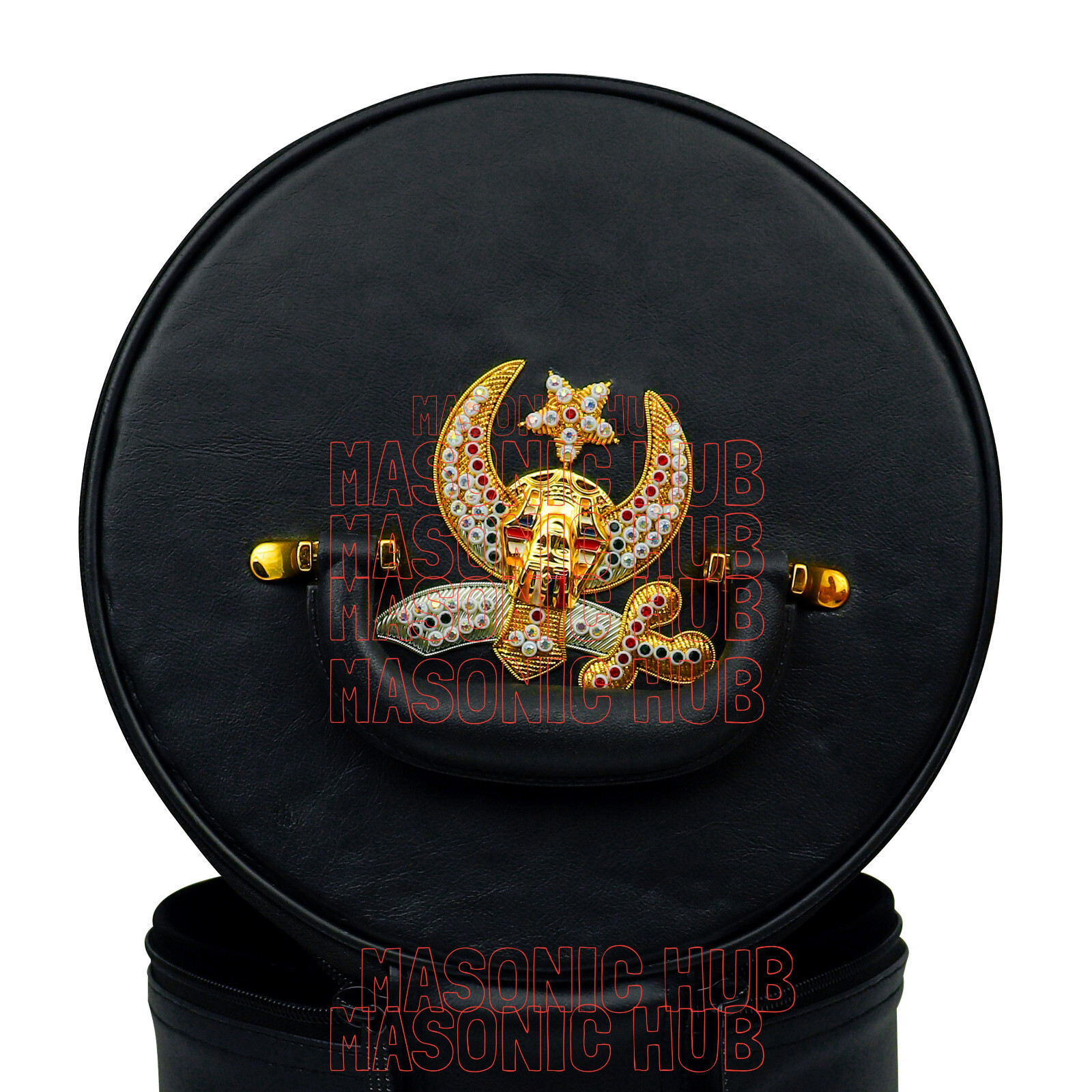 Masonic Shriner Fez Case In Black With Hand Embroidered Emblem + Hand ...