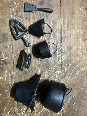 Antique Mini Cast Iron Figures And Buckets | eBay