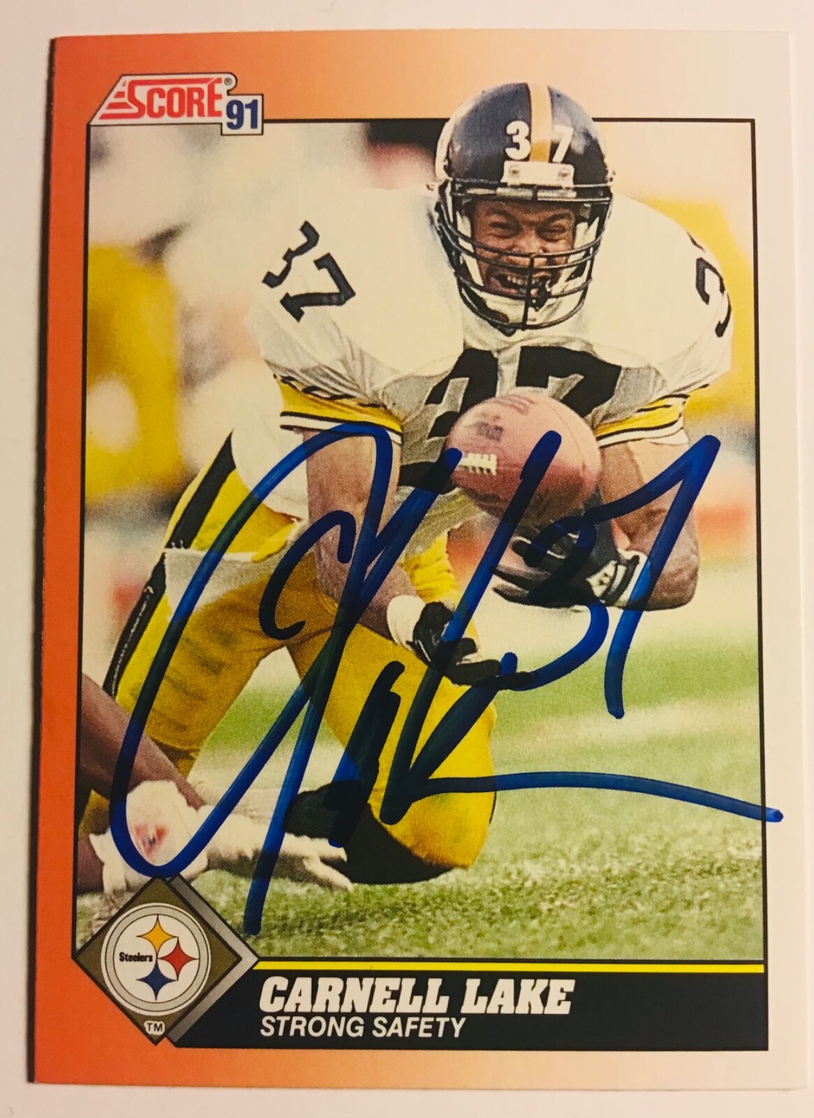 Pittsburgh Steelers CARNELL LAKE Autograph auto signed 90 SCORE card ...