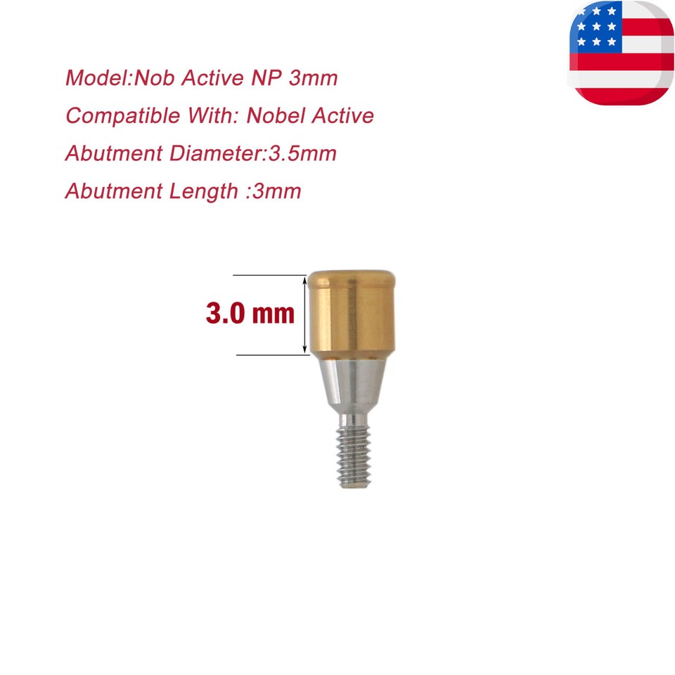 US Implant Nobel Active NP-NA353 Abutment 3.0mm 5 Grade Titanium Male Caps | eBay