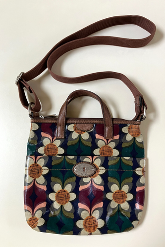 Fossil Key Per Crossbody Coated Canvas Purse Hand Bag Retro Floral | eBay