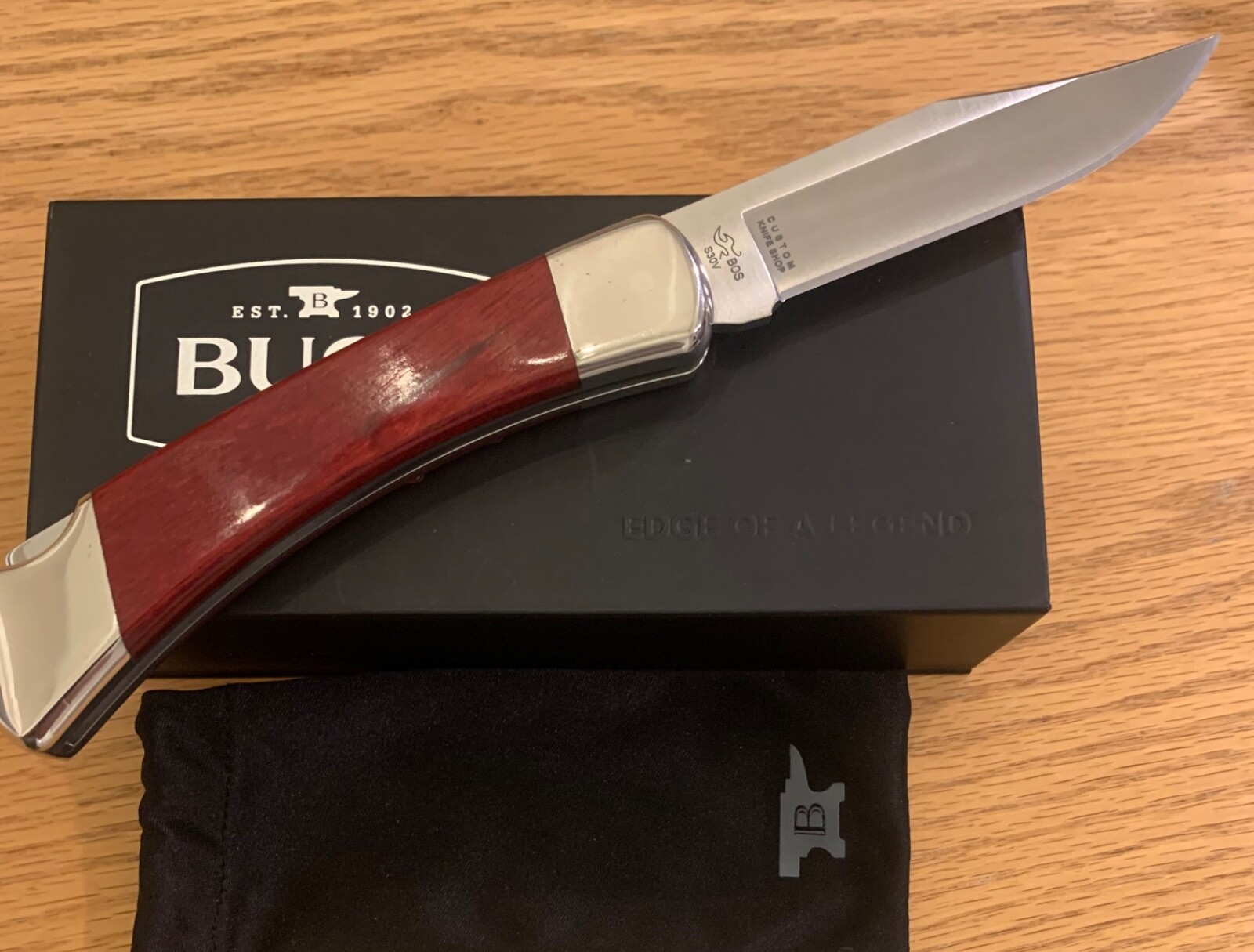 BUCK 110 CUSTOM DEEP CHERRY BOS S30 KNIFE NEVER USED IN BOX BRT | eBay