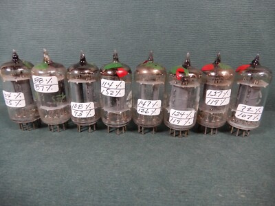 Sylvania Gray Plate 5965 Vacuum Tubes (8) Amplitrex Tested Strong ...