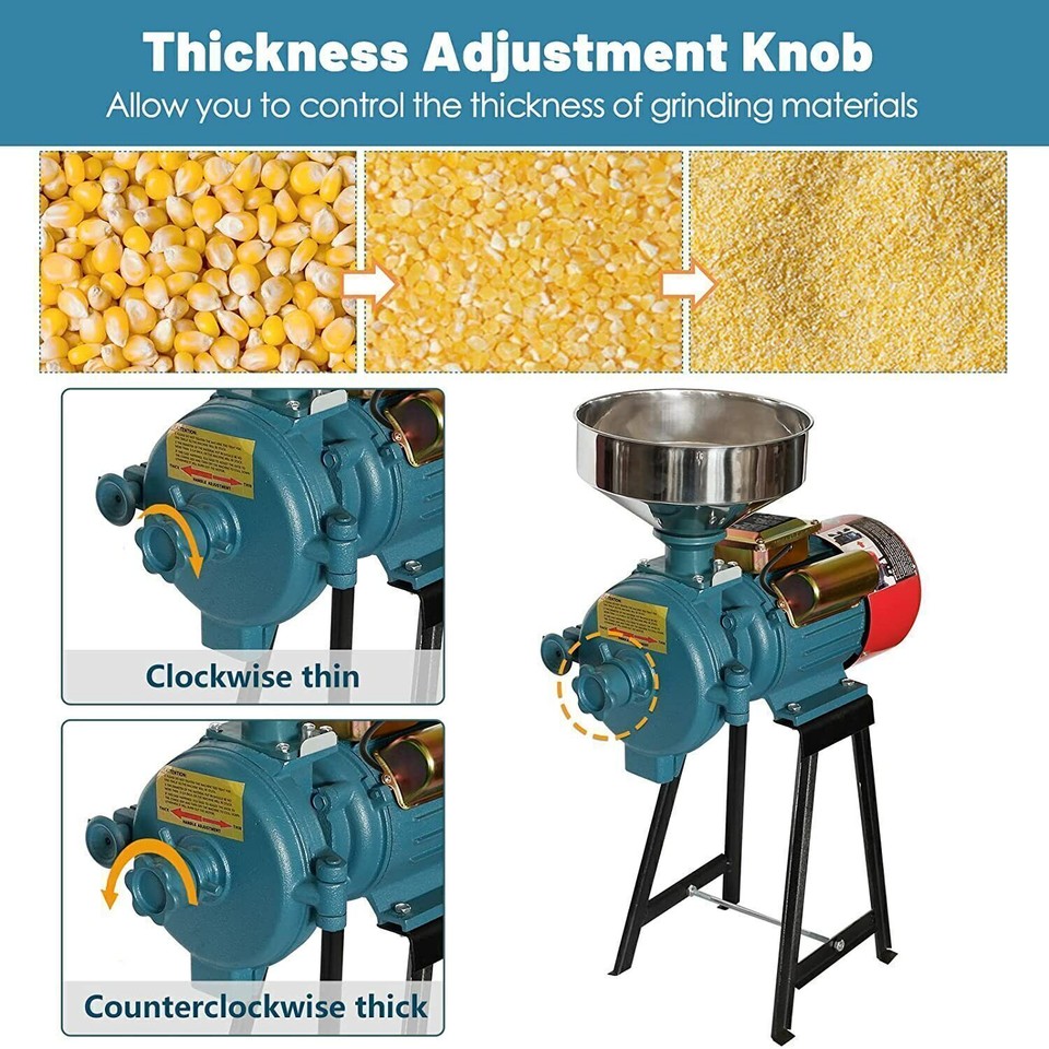 3000W Electric Grinder Mill Grain Corn Wheat Feed/Flour Wet&Dry Cereal ...