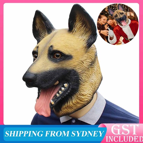 German Shepherd Dog Head Mask Latex Prop Costume Rubber Party Halloween ...