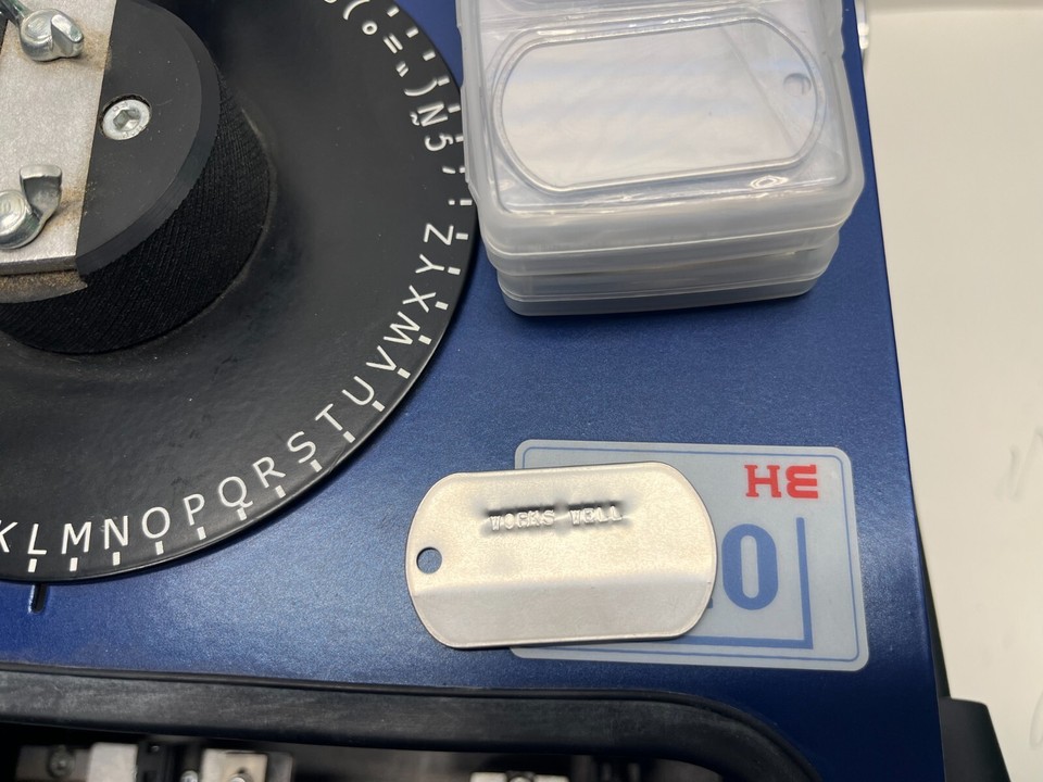 CIM HE M10 Military Dog Tag Embossing Machine Working - With 90+ Tags ...