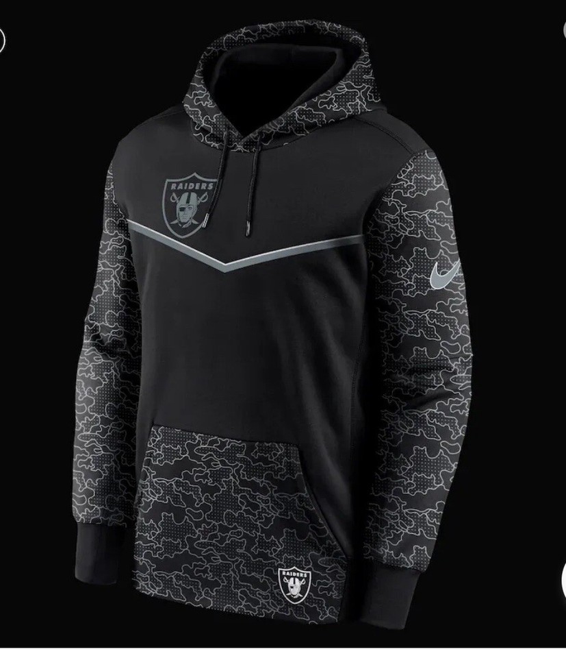 New Las Vegas Raiders Nike RFLCTV Chevron Pullover Hoodie Men's Size ...