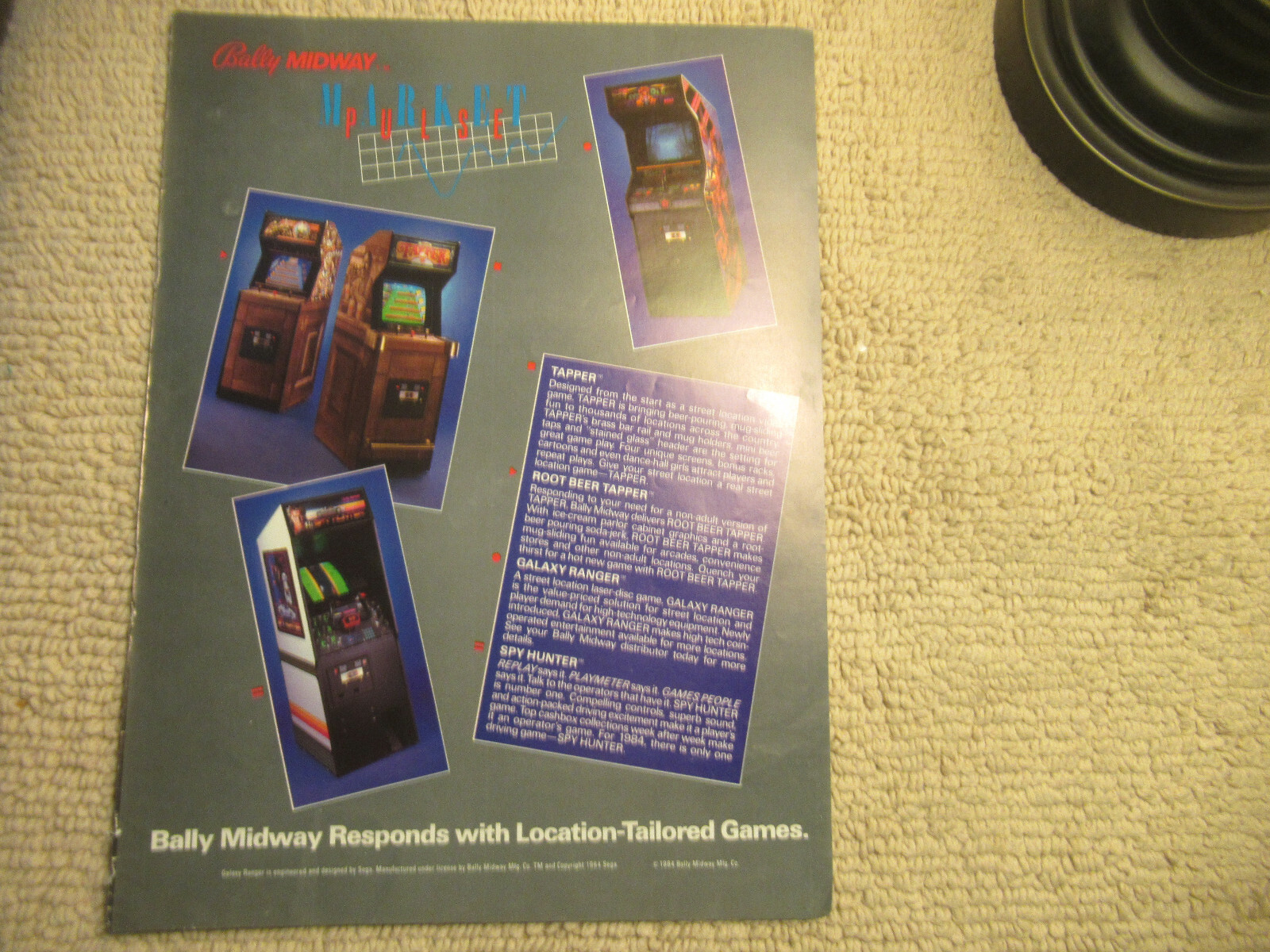 GIANT 13 1/4-9 7/8" root beer tapper spy hunter ARCADE VIDEO GAME FLYER ...