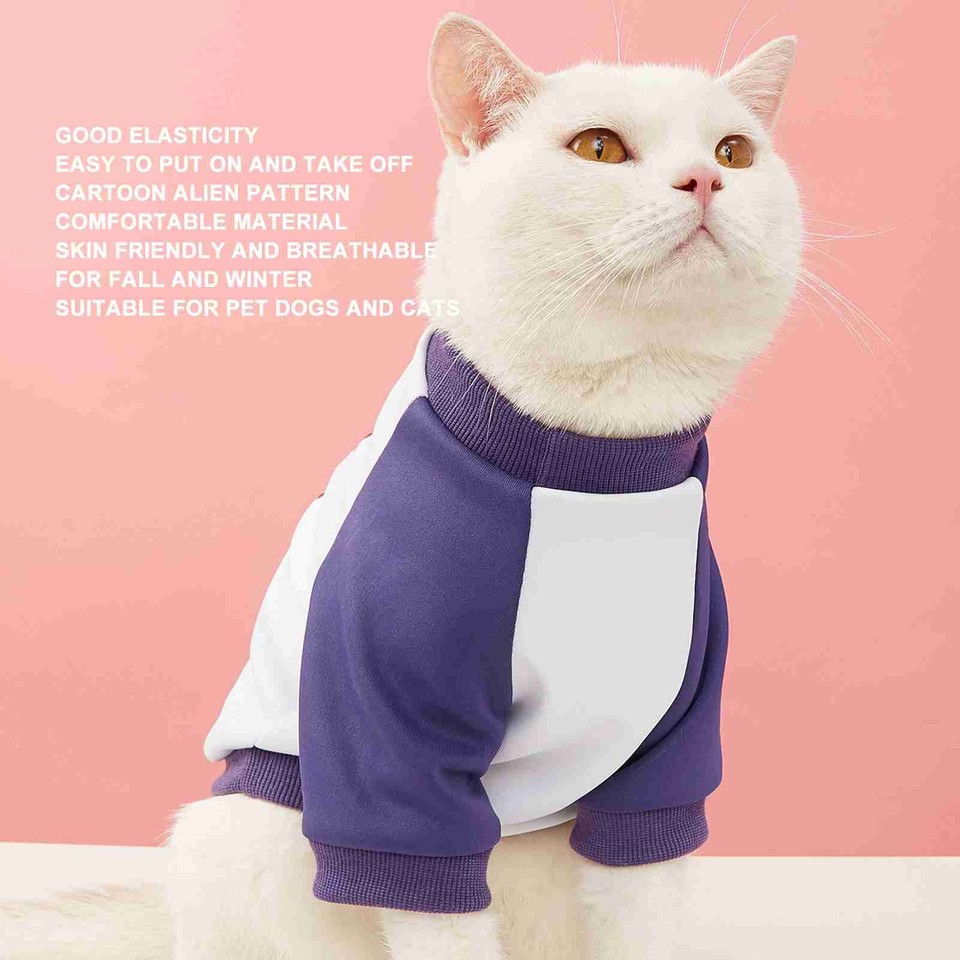 White S Dog Pullover Sweater Cartoon Alien Warm Color Block Breathable ...