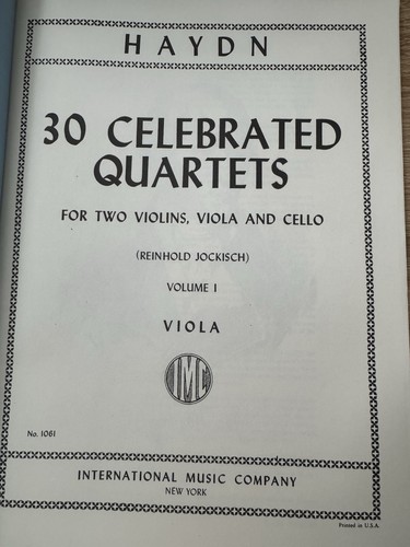 Hayden, 30 Celebrated Quartets, Vol. 1 Viola, Songbook | eBay