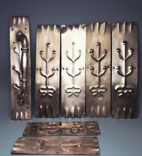 Reclaimed Copper Door Finger Plates And Door Handle Large Heavy Vintage ...