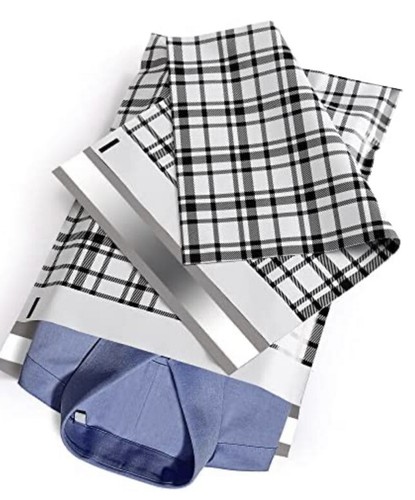 20 Holiday Poly Mailers 10x13 Black and White Plaid Christmas Holiday ...