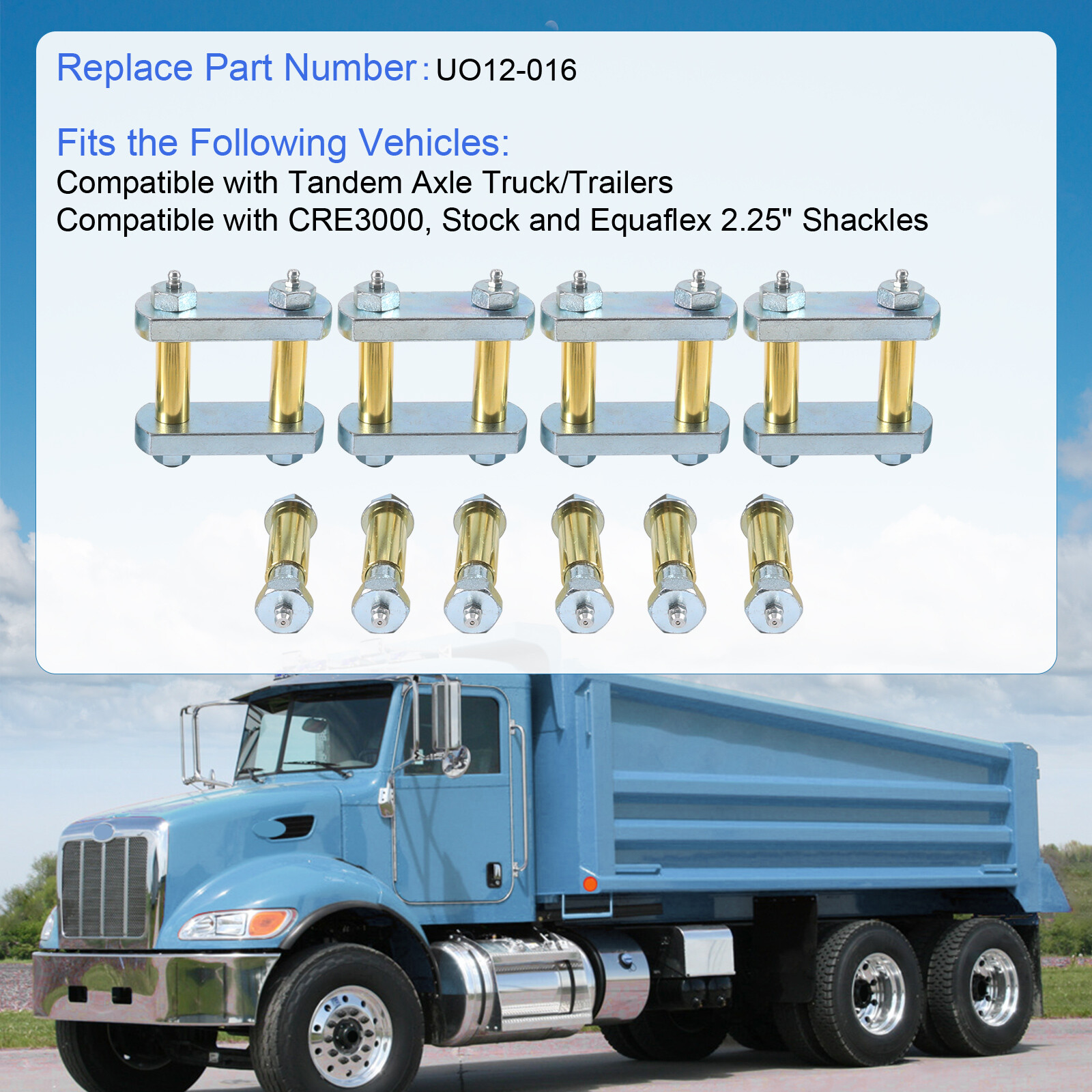 Greasable Shackle Spring Bolt Link Kit Fit Heavy Duty Tandem Axle Truck ...