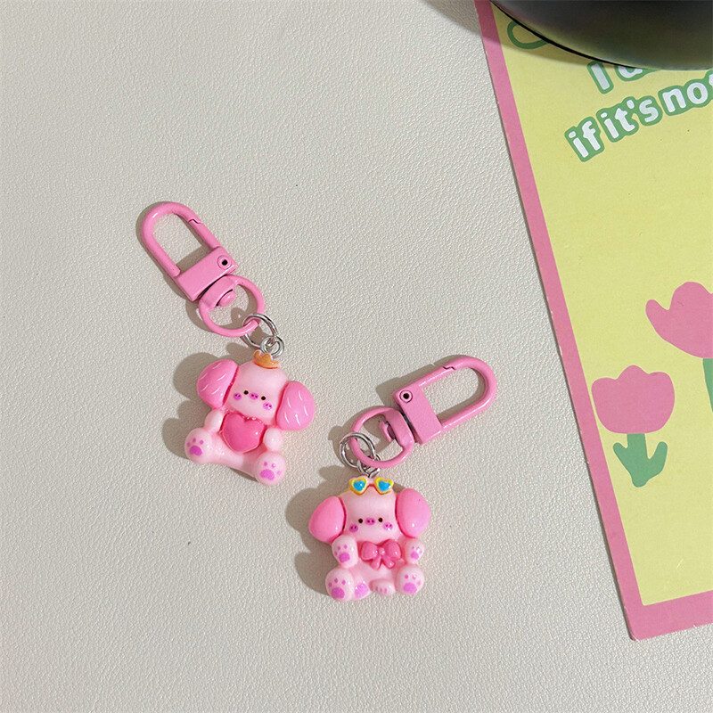 Cartoon Pink Pig Keyring Cute Piggy Keychain School Bag Pendant ...