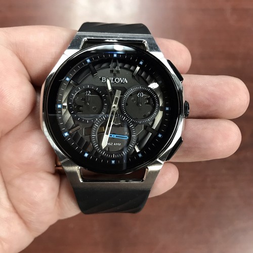 BULOVA Quartz Watch Analog Rubber BLK SS 98A161 | eBay