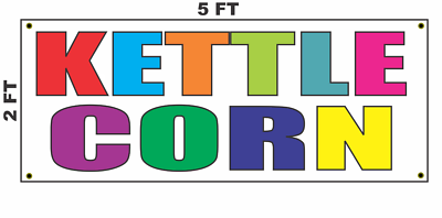 KETTLE CORN Multi-colored Banner Sign 2x5 for Popcorn Stand | eBay