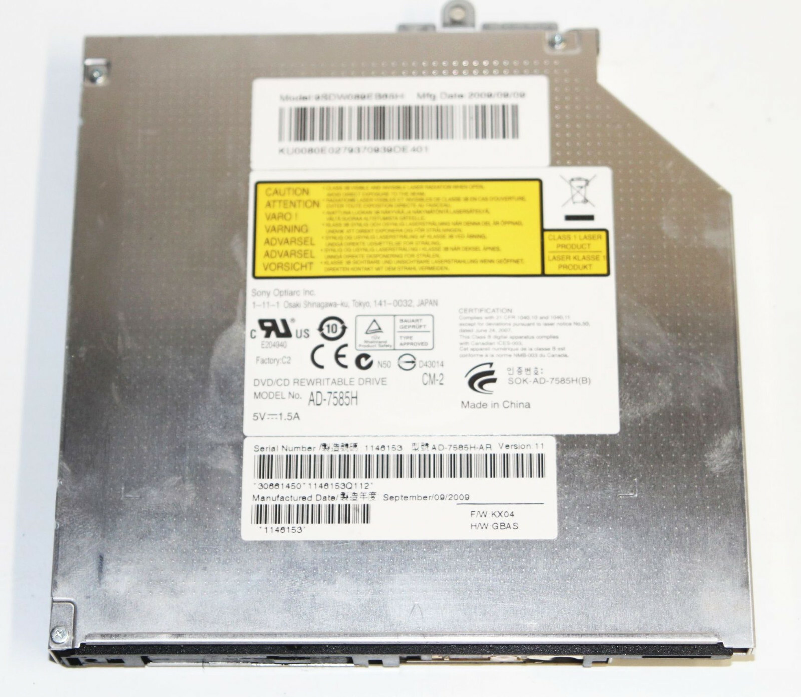 Genuine OEM DVD-RW Writer CD Drive AD-7585H - Gateway NV52 MS2274 ...