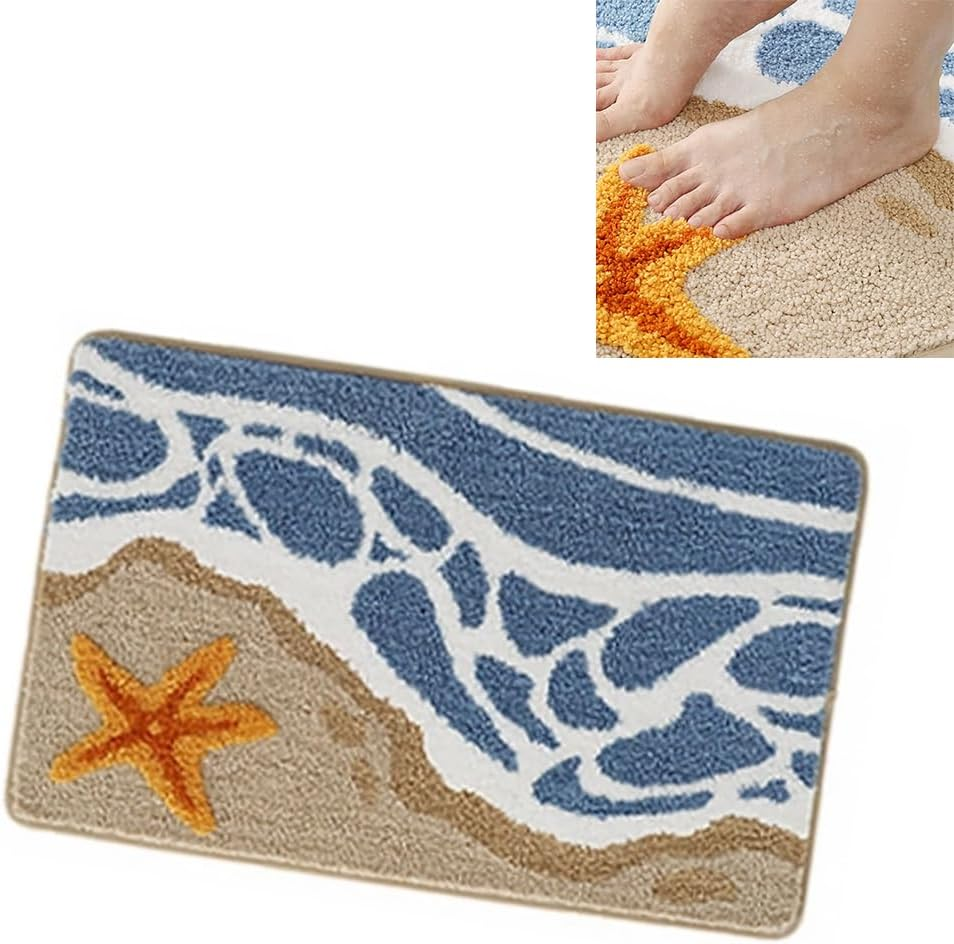 Seaside Starfish Bathroom Rug, Super Absorbent Non-Slip Plush Bath Mat ...
