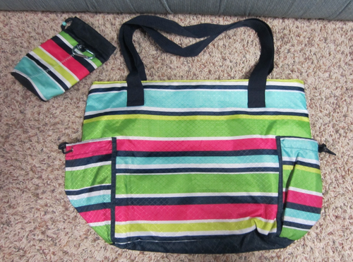 Thirty-one Brand Tote Organizing Utility Bag and Bottle Bag Striped ...